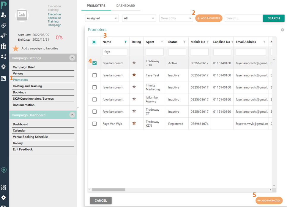 How to add a promoter to a campaign – PromoForce/Internal IT